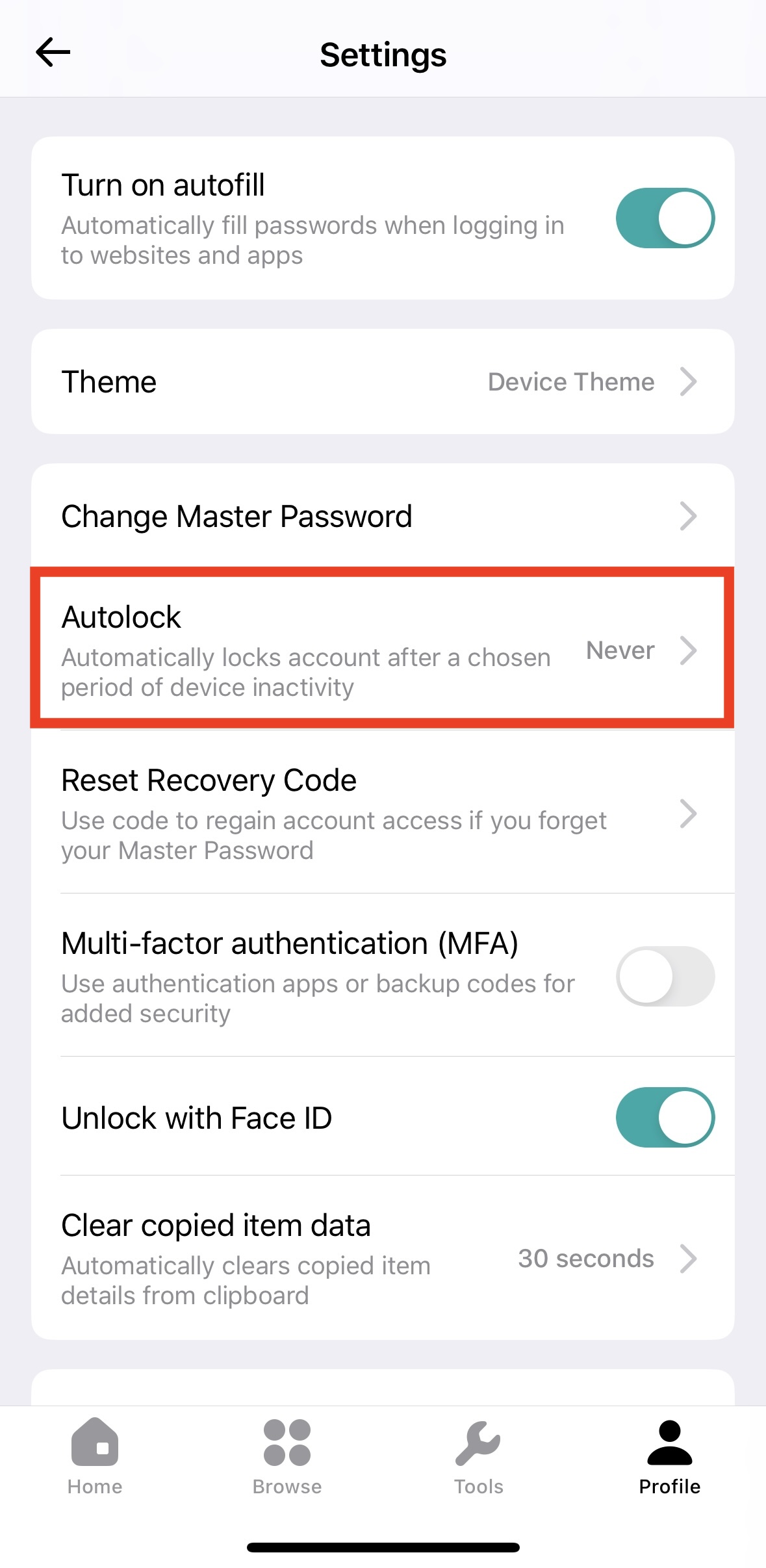 Setting the Autolock feature – NordPass Setting the Autolock feature – NordPass