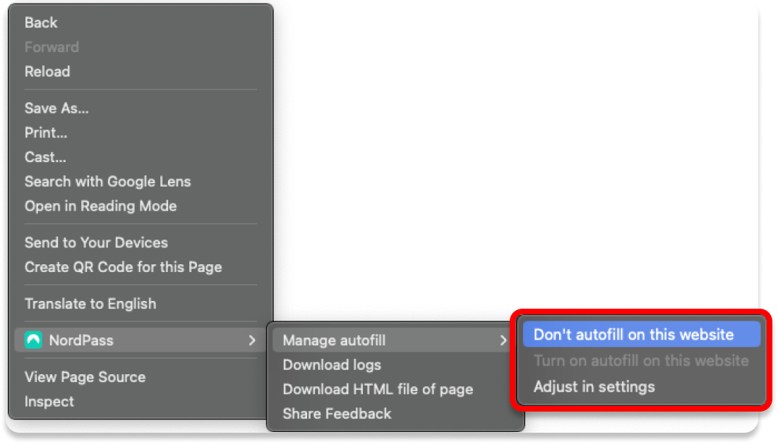 How to disable autofill and autosave – NordPass