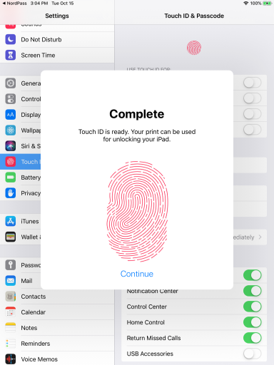 iOS biometric lock with Touch ID – NordPass
