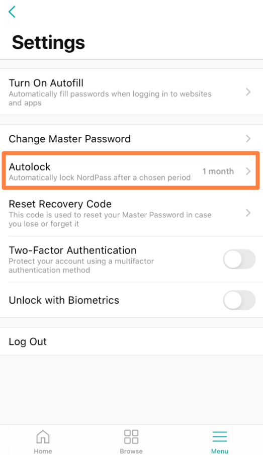 Setting the Autolock feature – NordPass Setting the Autolock feature – NordPass
