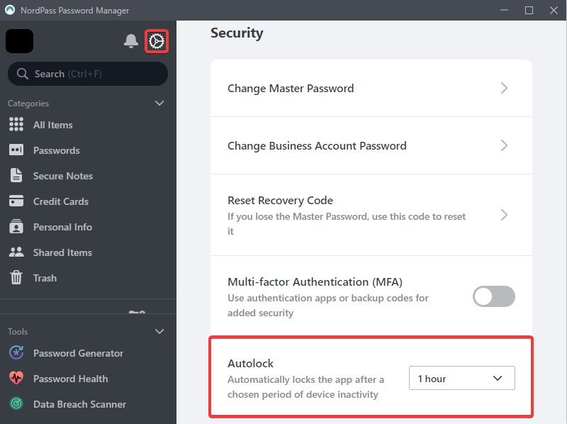 Setting the Autolock feature – NordPass Setting the Autolock feature – NordPass